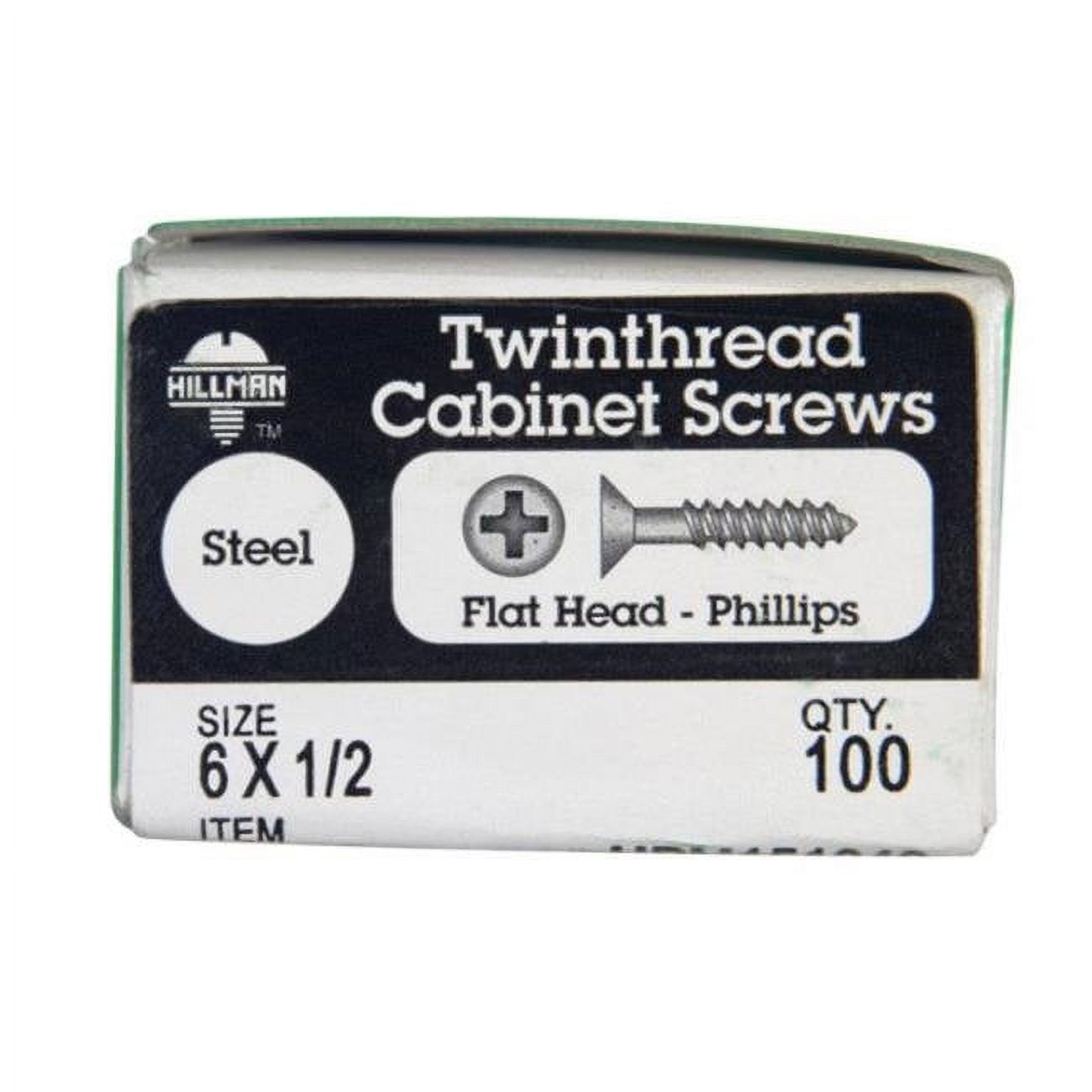 Hillman Flat Cabinet Screws No. 6 x 1/2 in. L Black Phosphate Steel 100 ...