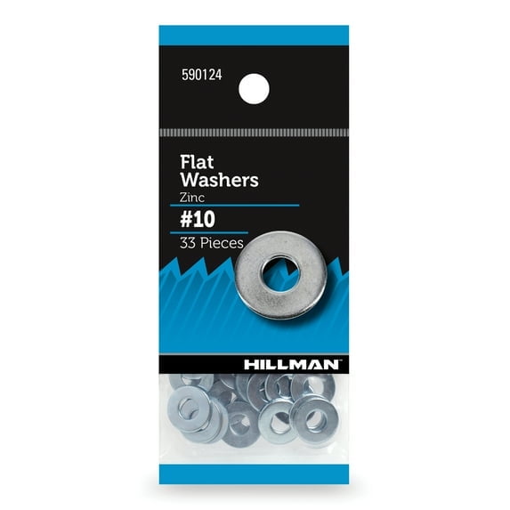 Hillman Flat Washers, USS Washers, #10, Zinc Plated, Steel, 33 Pack - 4 ...