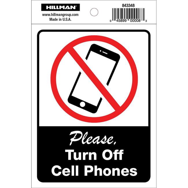 Hillman Group 843348 4 x 6 in. Vinyl No Cell Phones Sign - 6 Piece ...