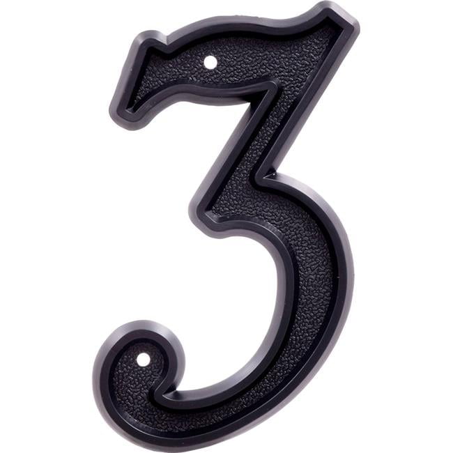 Hillman Group 6 in. Matte Black Plastic House Number - 3 - Walmart.com