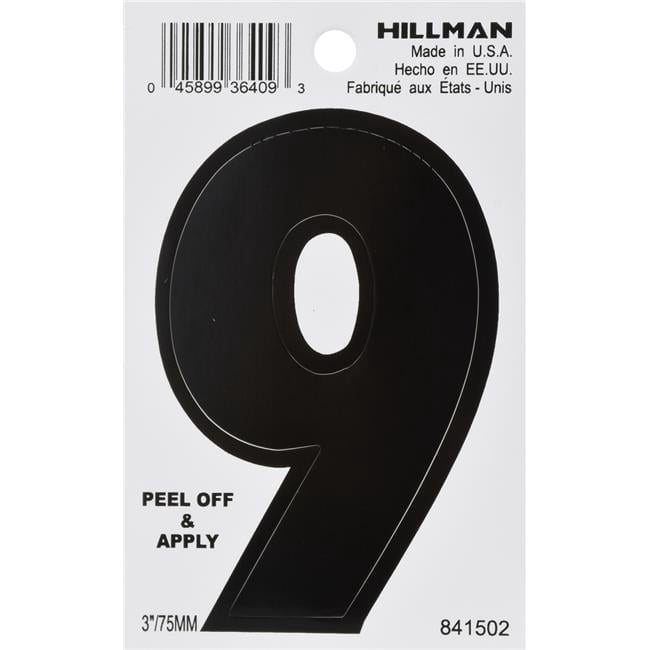 Hillman Group 841502 3 in. Black Glossy Vinyl Die-Cut Adhesive Number ...