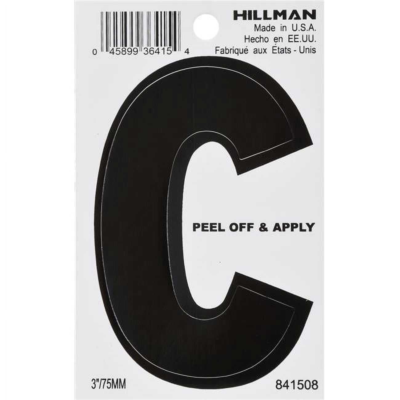 Hillman Group 841508 3 in. Black Glossy Vinyl Die-Cut Adhesive Letter ...