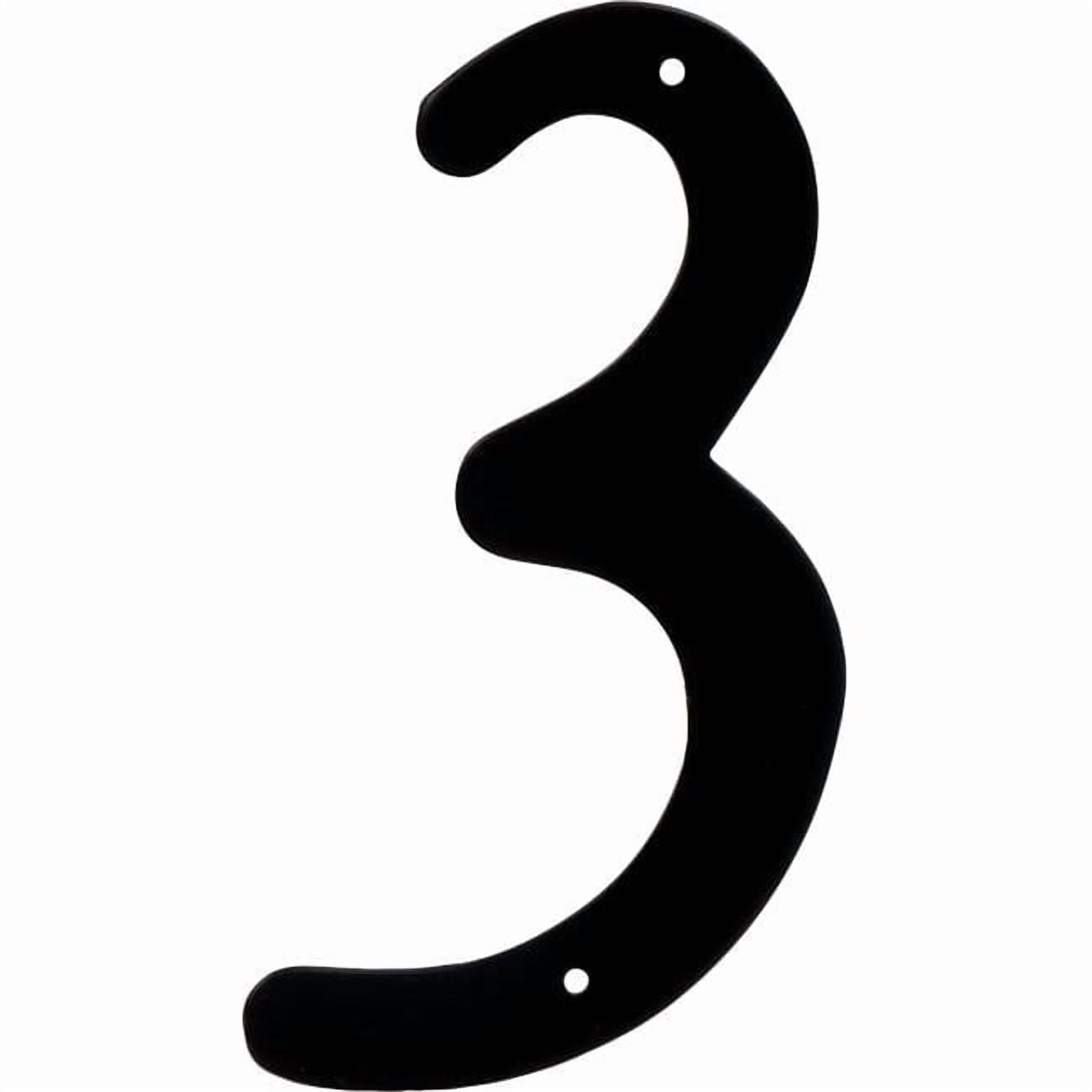 Hillman Group 841622 4 in. Nail-On Black Aluminum House Number 3 (3 ...