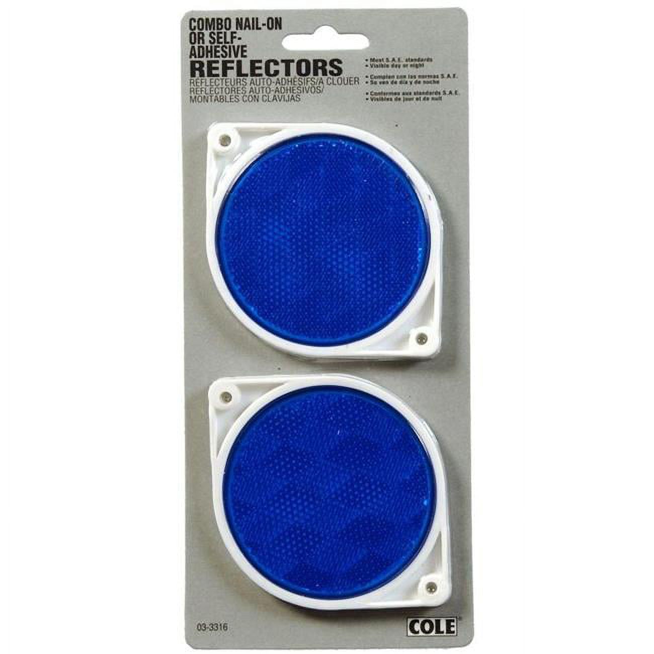 Hillman Group 844011 3 in. Adhesive Circle Reflectors Blue 6 Pack ...