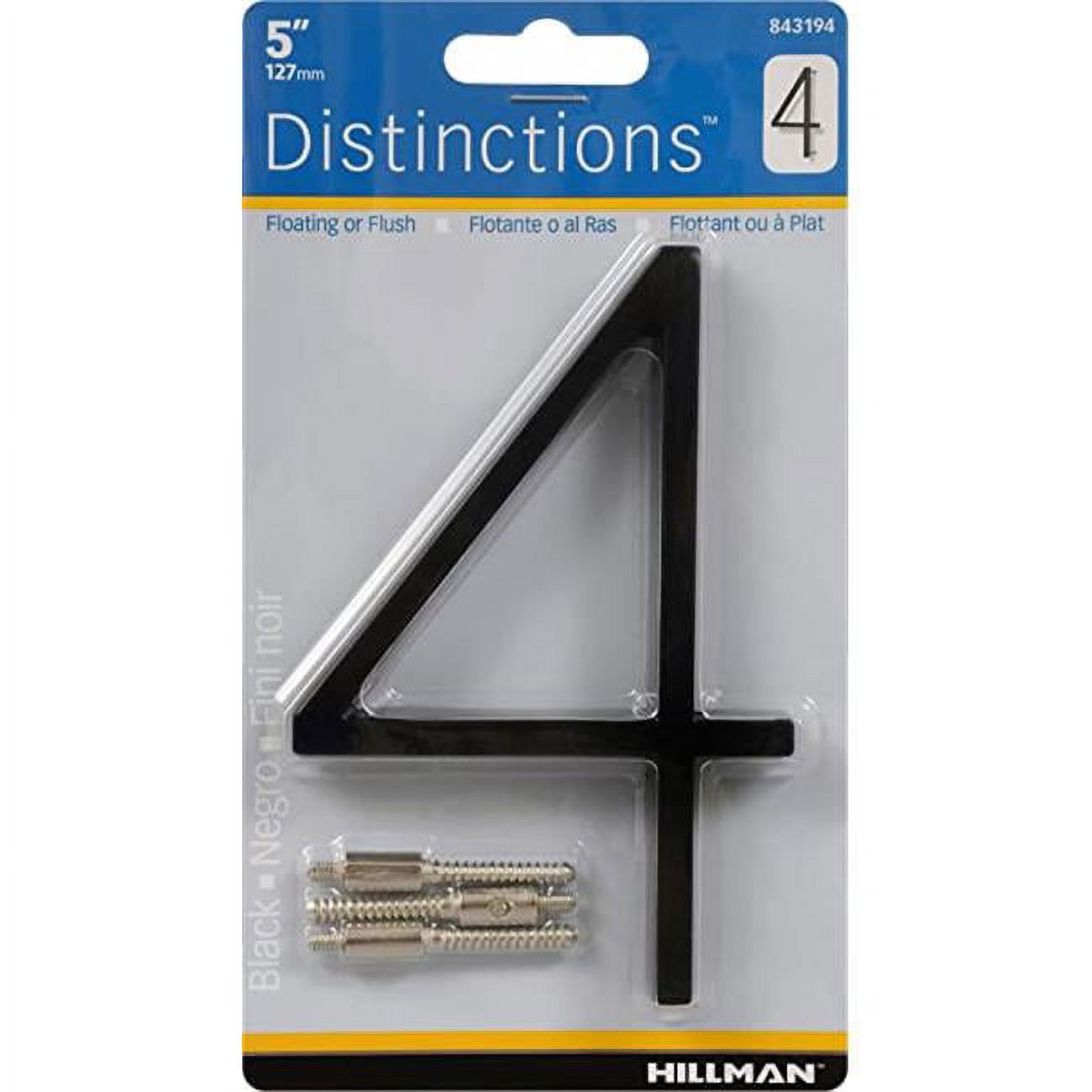 Hillman Distinctions 5 in. Black Steel Screw-On Number 4 1 pc - Walmart.com