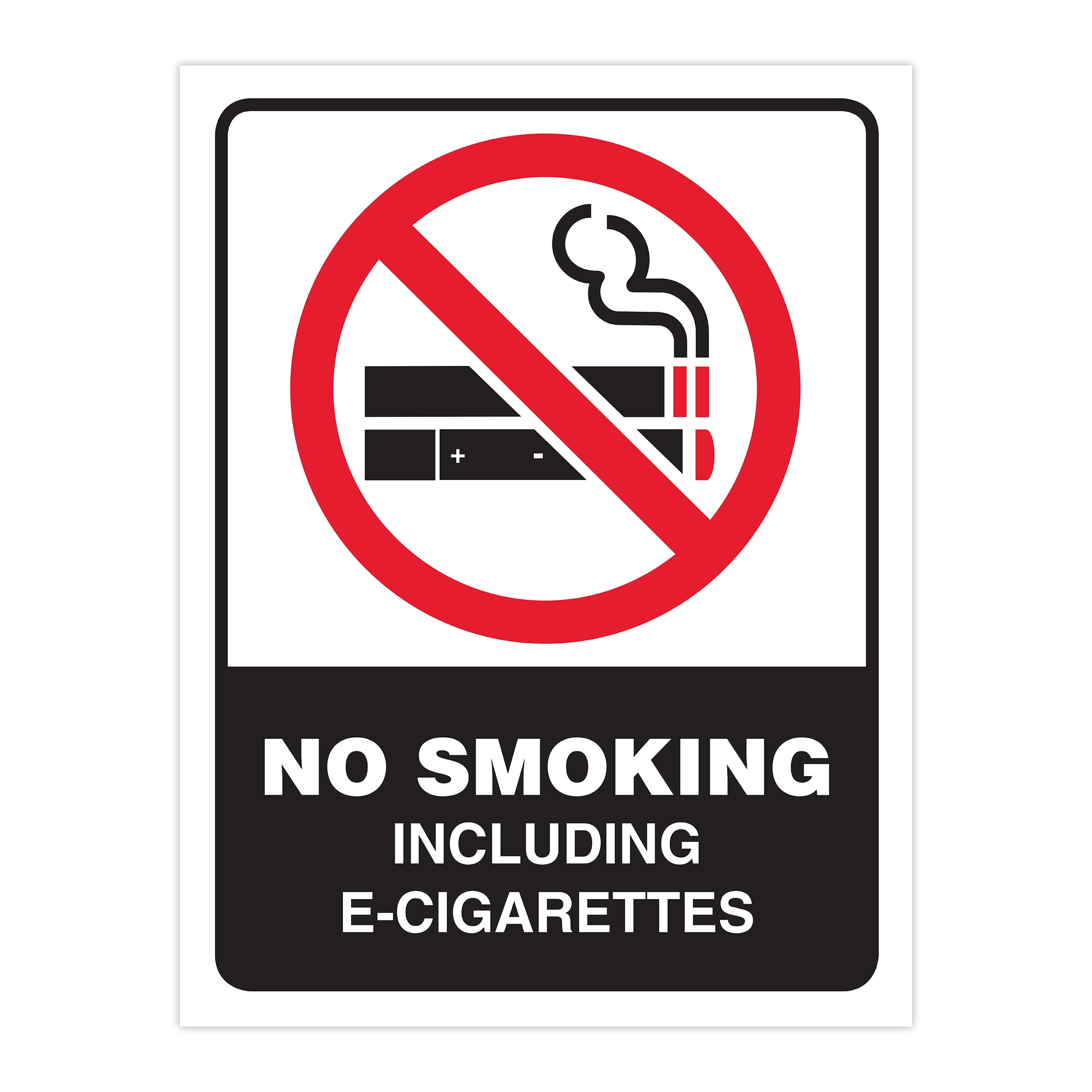 Hillman No Smoking or E-Cigs Sign with Symbol (4" x 6"), Vinyl, White ...