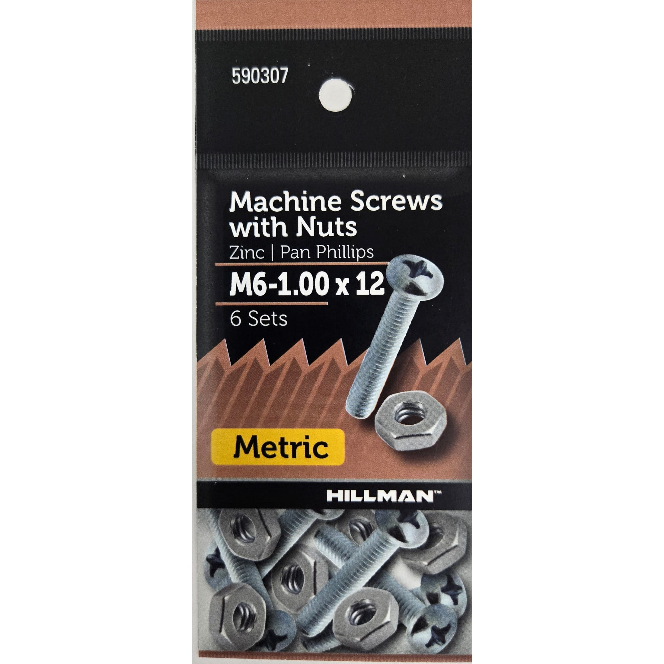 Hillman Pan Head Phillips Machine Screw M6-1.00 X 12, Steel, Zinc ...