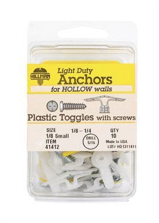 Hillman Pop Toggle Wall Anchors With Screws 1/8 " 10 / Card - Walmart.com