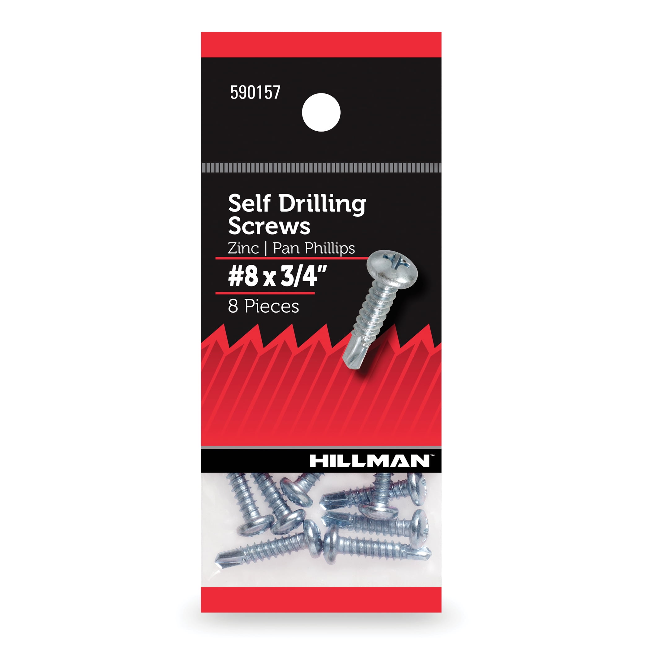 Hillman Self Drilling Screws #8 x 3/4", Steel, Zinc, Interior, Phillips ...