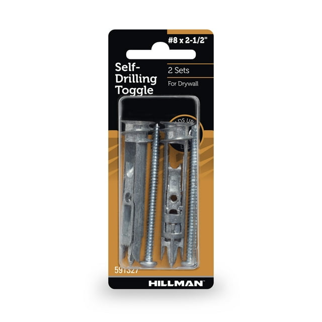 Hillman Self-Drilling Toggle Bolts, Steel (#8 x 2-1/2") - 2 Pack ...