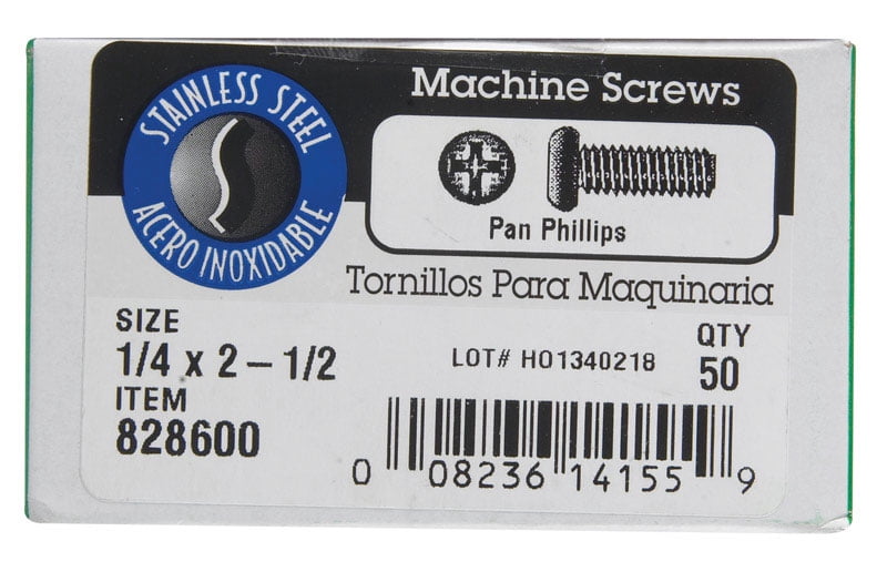 Hillman Stainless Steel Machine Screws 2-1/2 " Phillips Pan Head Box 50 ...