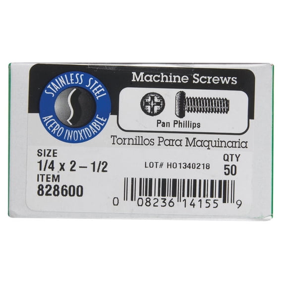 Hillman Stainless Steel Machine Screws 2-1/2 " Phillips Pan Head Box 50 ...