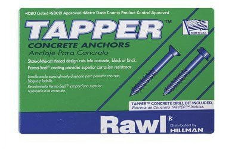 Hillman Tapper Steel Flat Head Concrete Screw Anchor 100 pk - Walmart.com