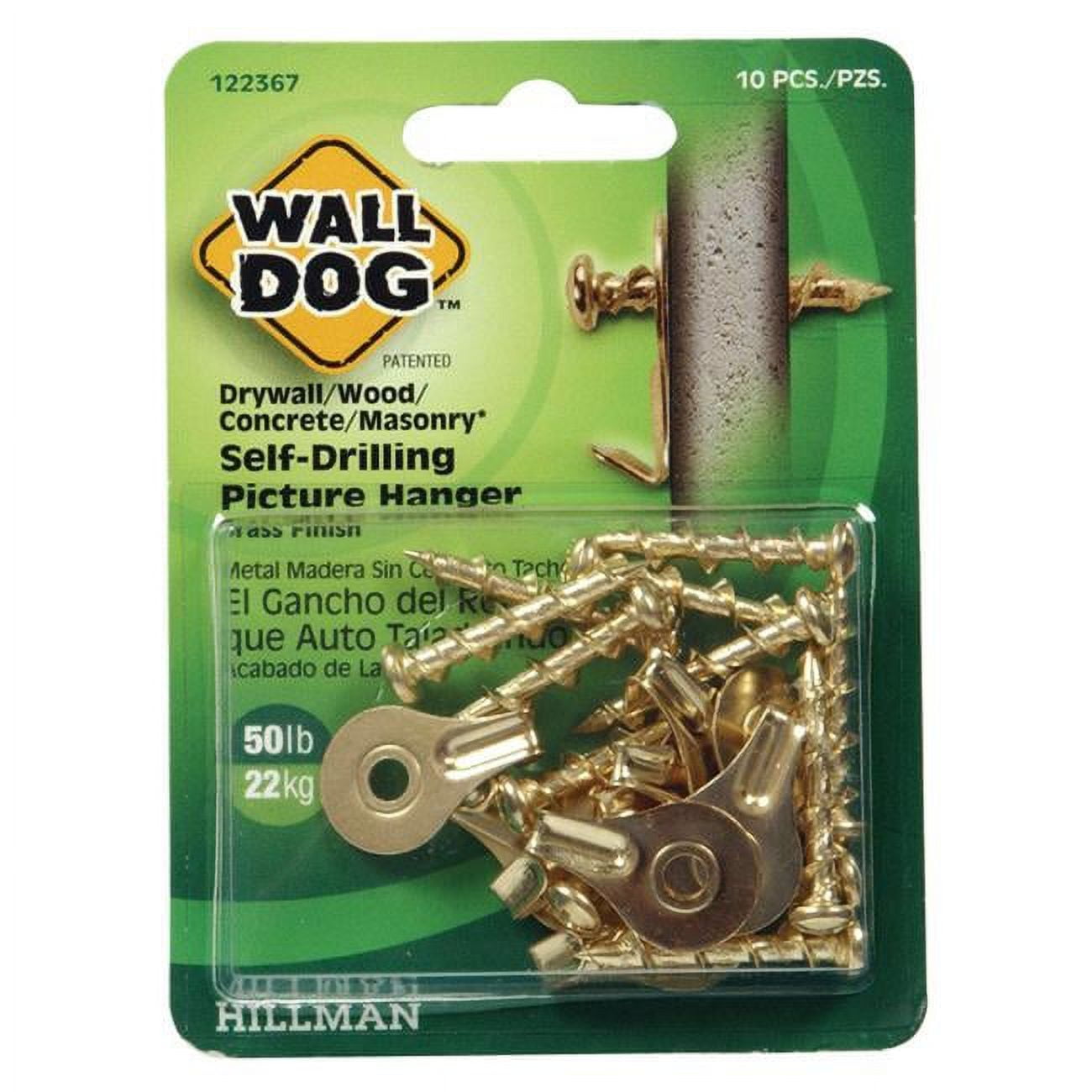 Hillman Walldog 50# Wide Brass 10pc - Walmart.com