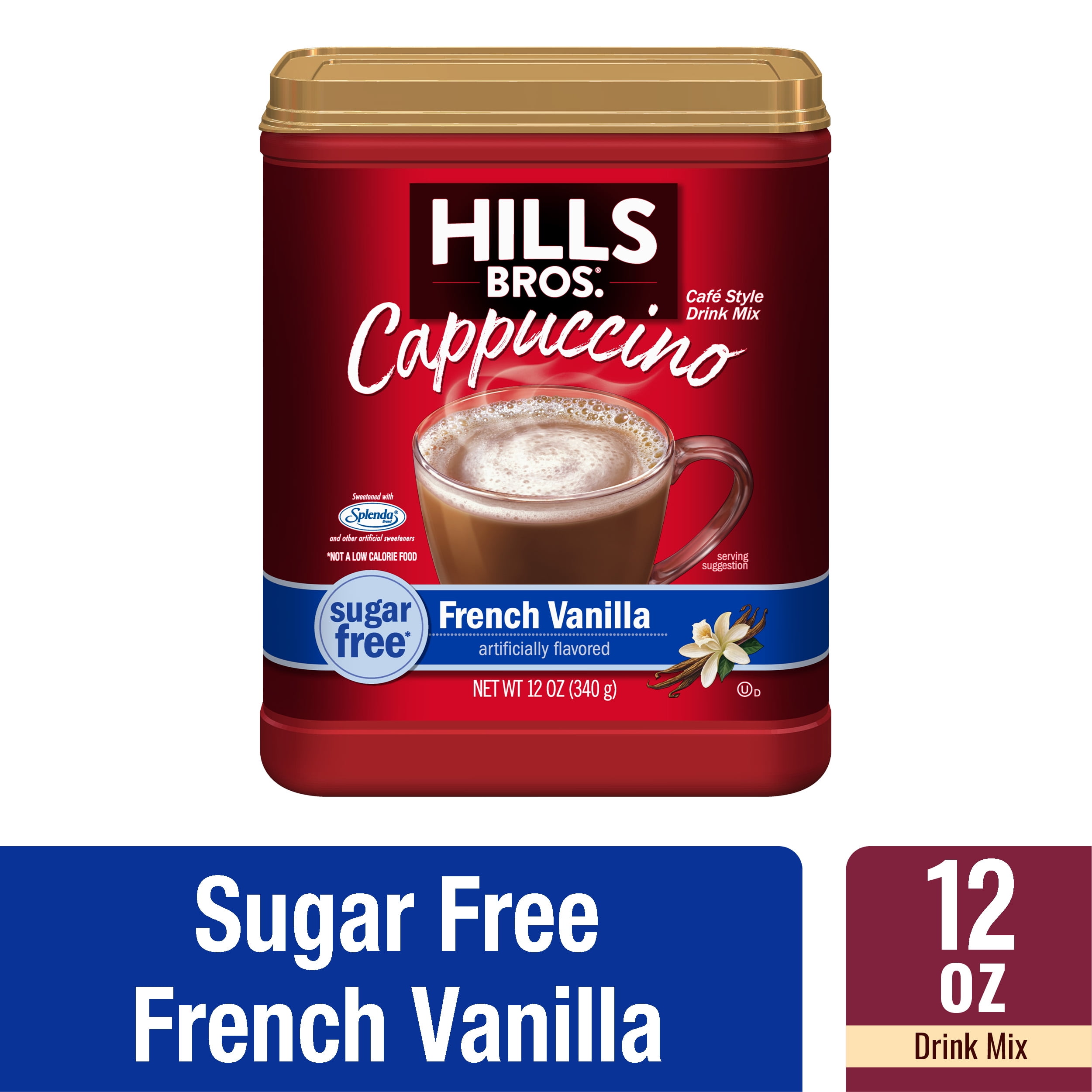 Hills Bros. Sugar-Free French Vanilla Cappuccino Instant Coffee Mix, 12 ...