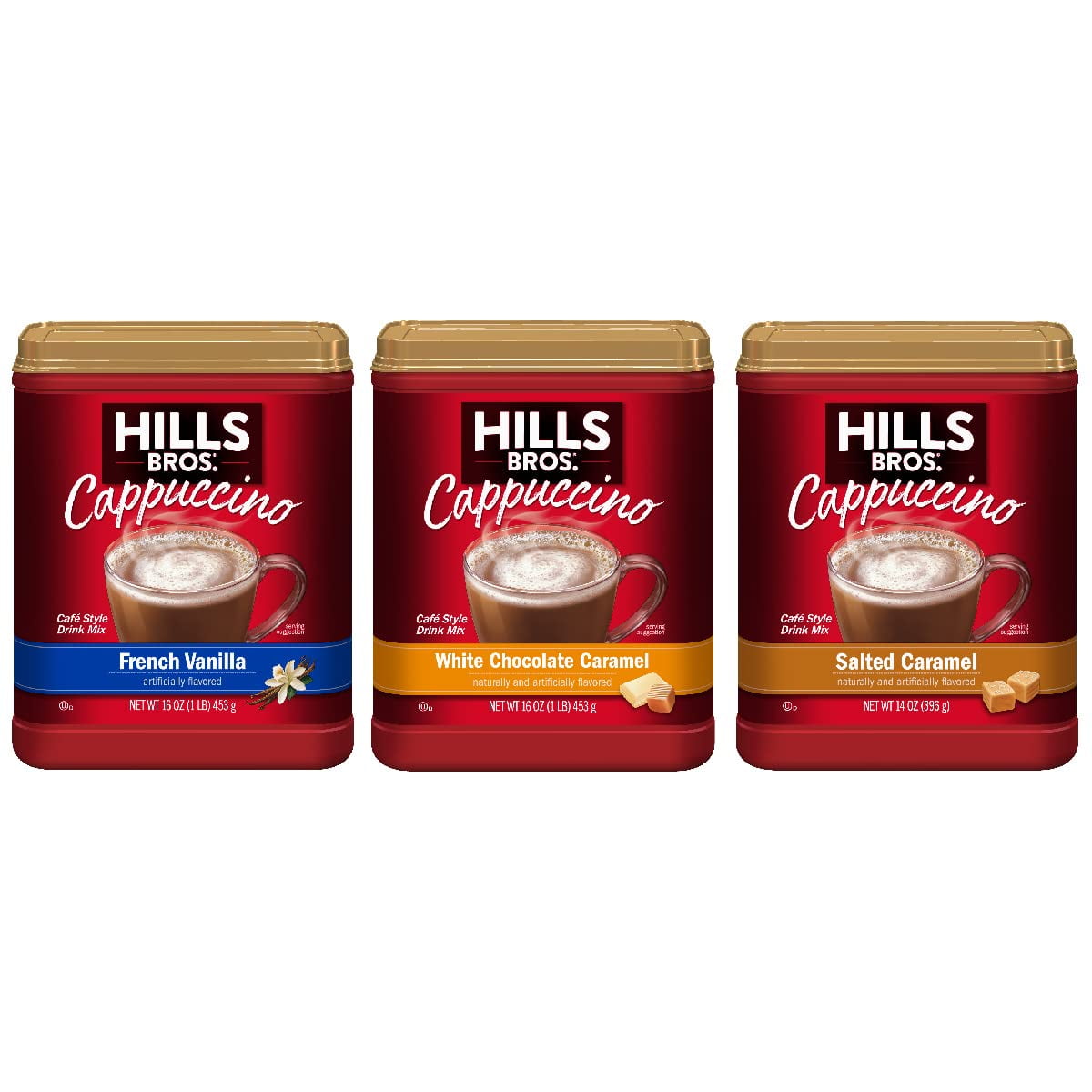Hills Bros Instant Cappuccino Mix Variety Pack with French Vanilla ...
