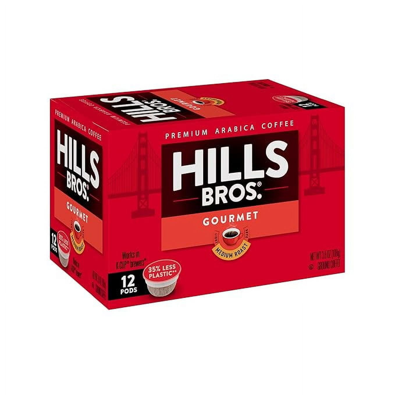 Hills Bros Single Serve Coffee Pods,Gourmet, Medium Roast, 12 Count ...