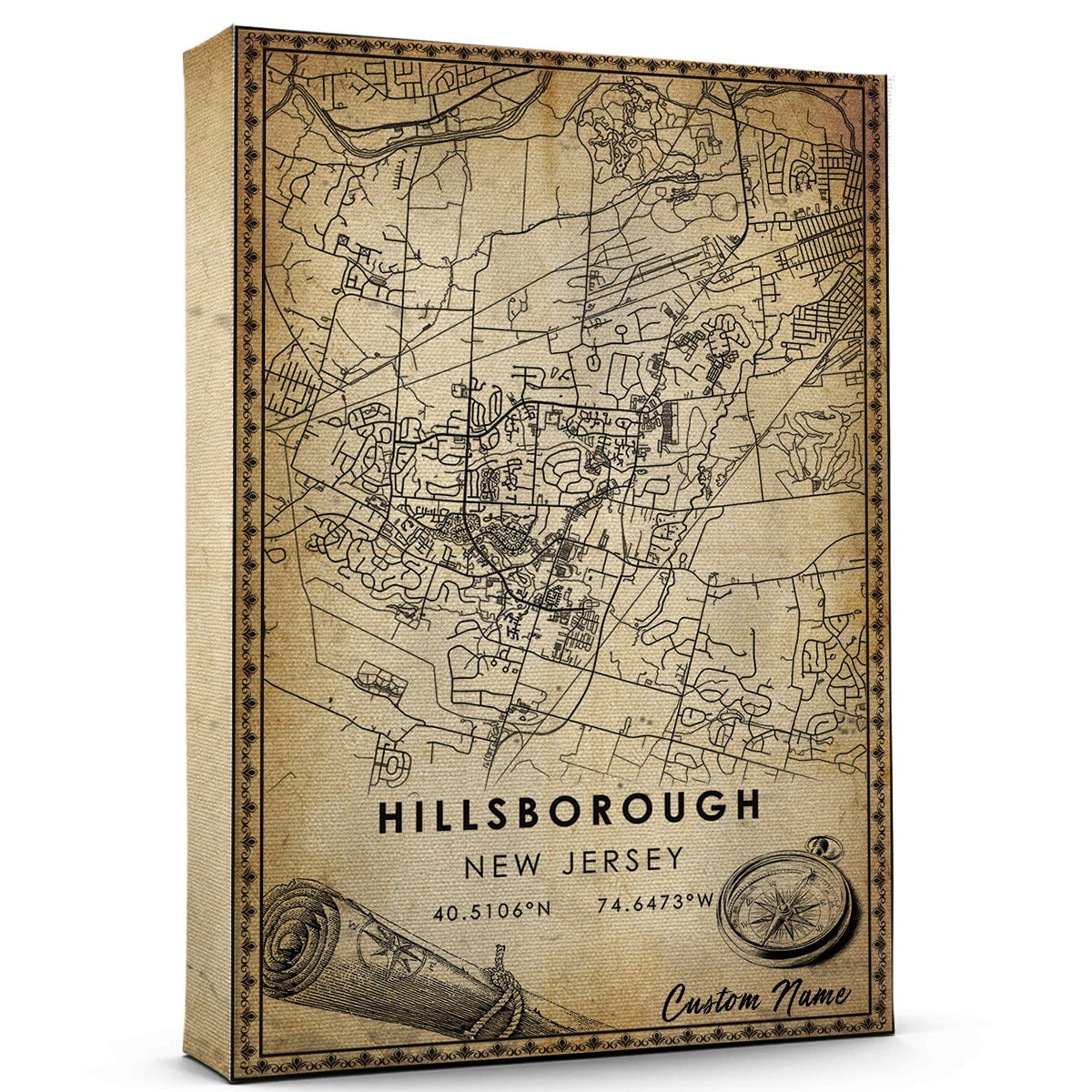 Hillsborough Map Poster, New Jersey Map Art Poster, Canvas, Hillsborough Map City vintage Poster ...
