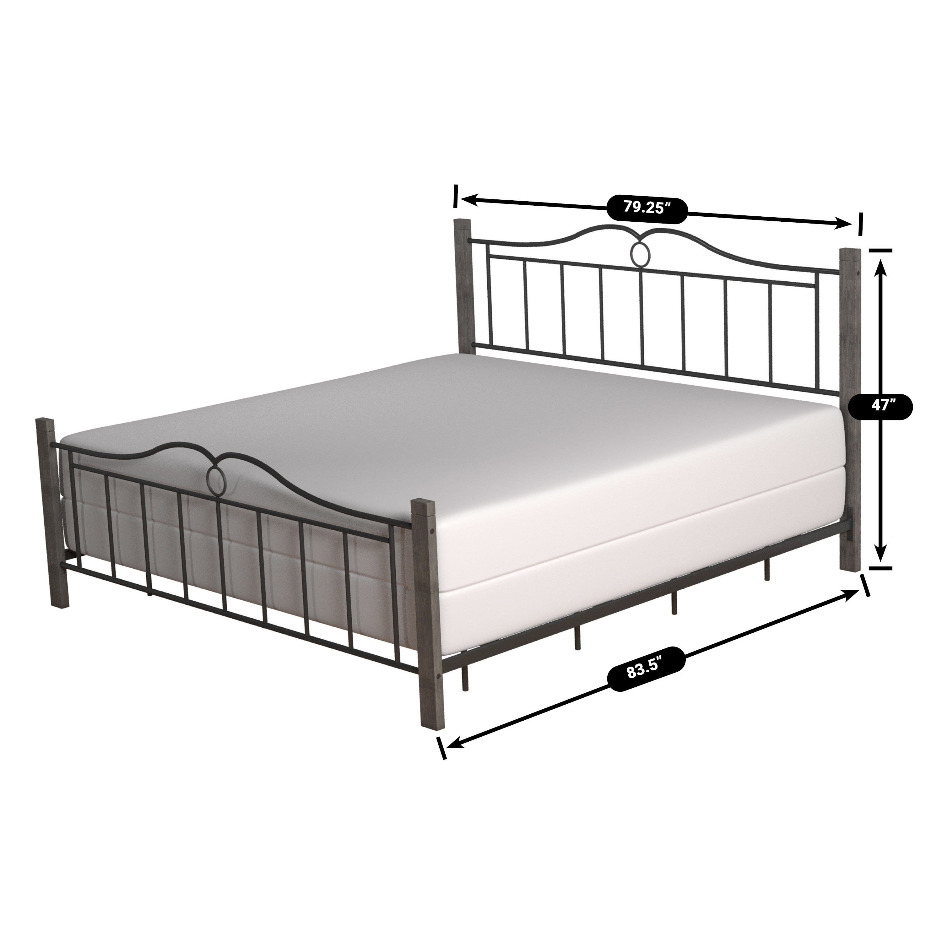 Hillsdale Carbon Loft Tiblier Textured Black Metal Bed with Brushed ...