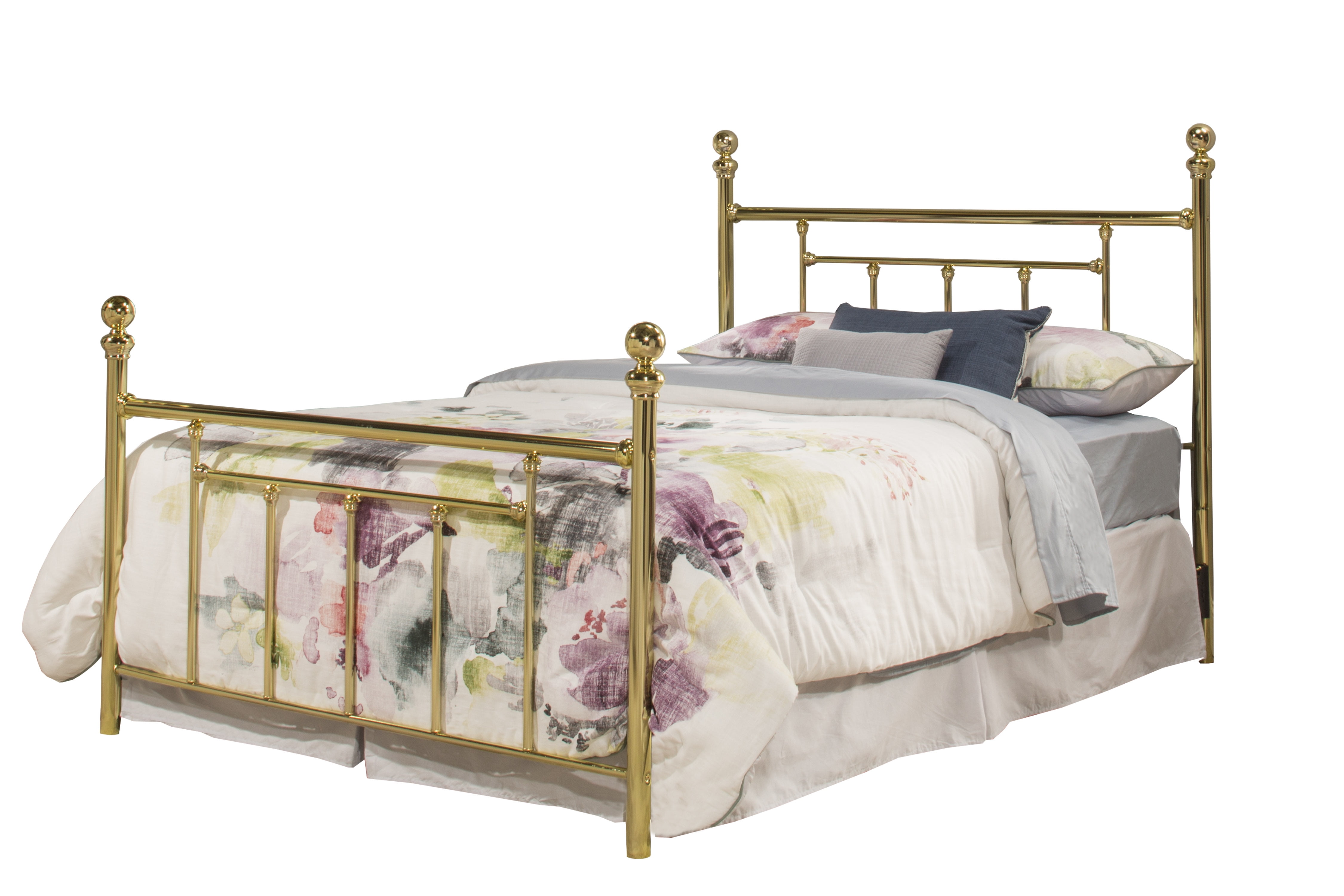 Hillsdale Furniture Chelsea Modern Metal Panel Bed, Full, Classic Brass ...