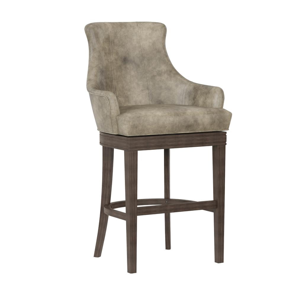 Hillsdale Creekside 29.75" Faux Leather & Wood Bar Stool in Taupe/Smoke ...