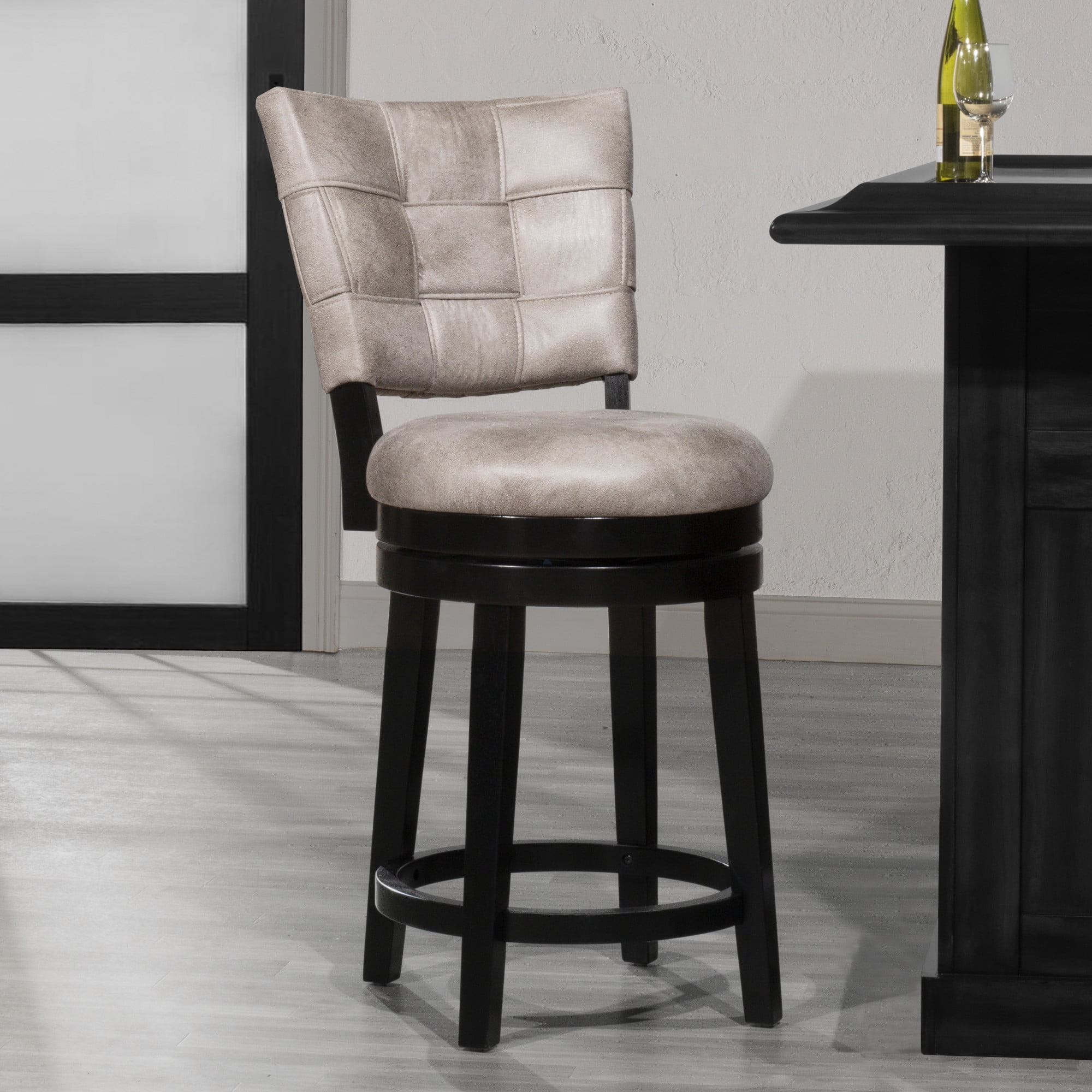 Hillsdale Furniture Kaede Swivel Counter Stool, Faux Leather, Granite ...