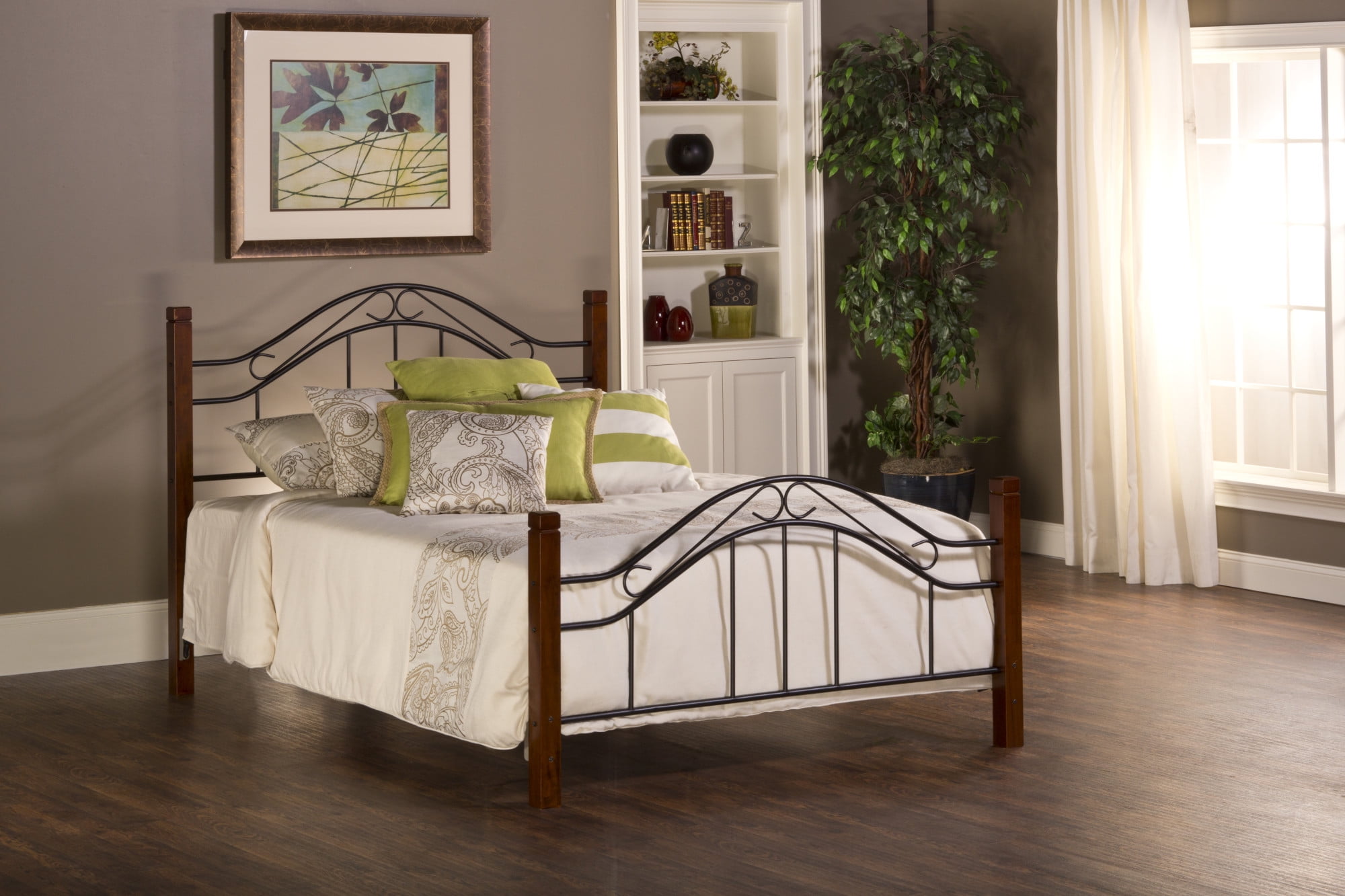 Hillsdale Furniture Matson Arched Black Metal Queen Bed with Cherry ...