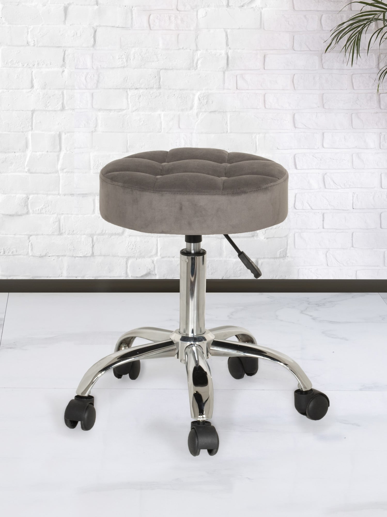 Hillsdale Furniture Nora Tufted Backless Adjustable Metal Vanity/Office ...