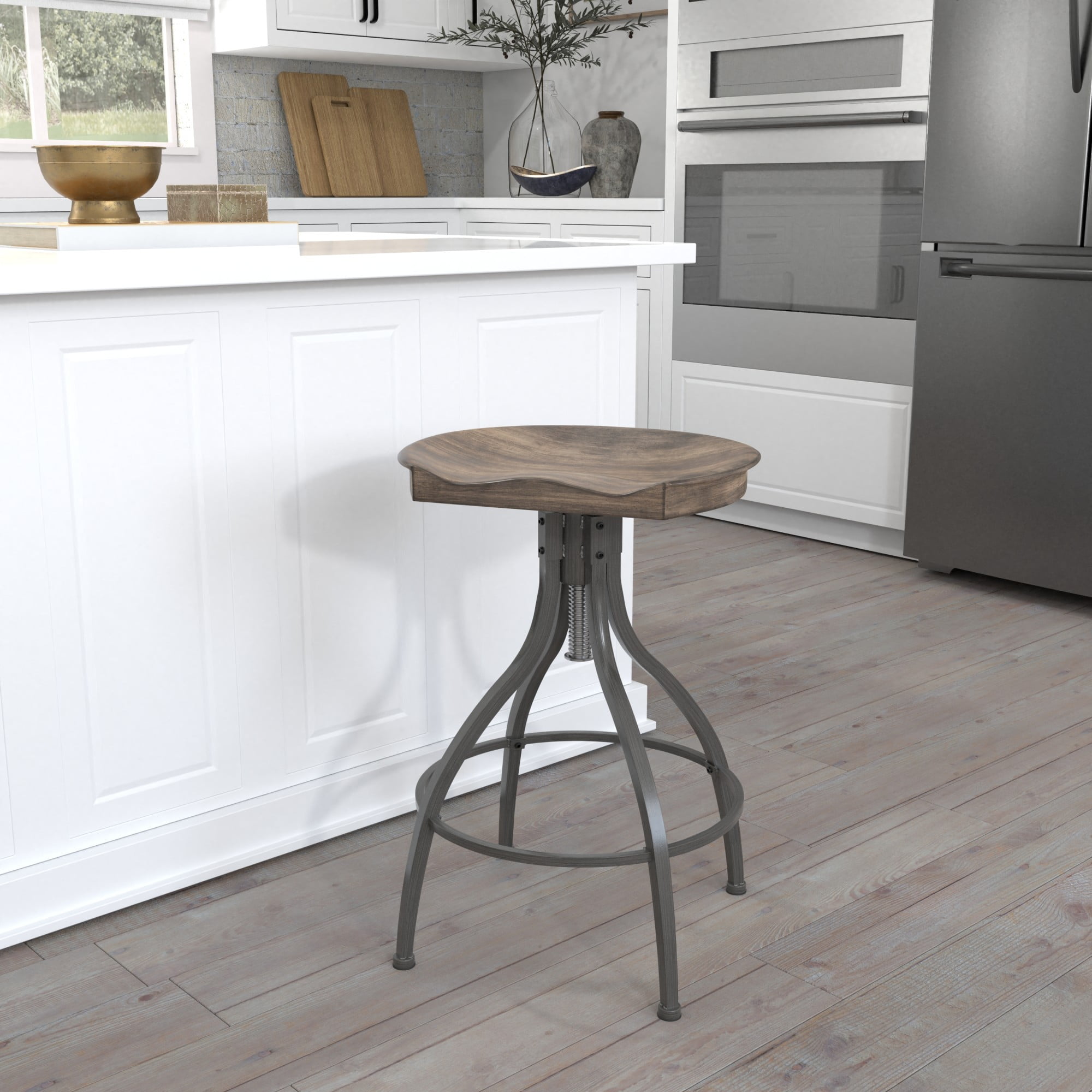 Hillsdale Furniture Worland Backless Metal Adjustable Height Swivel ...