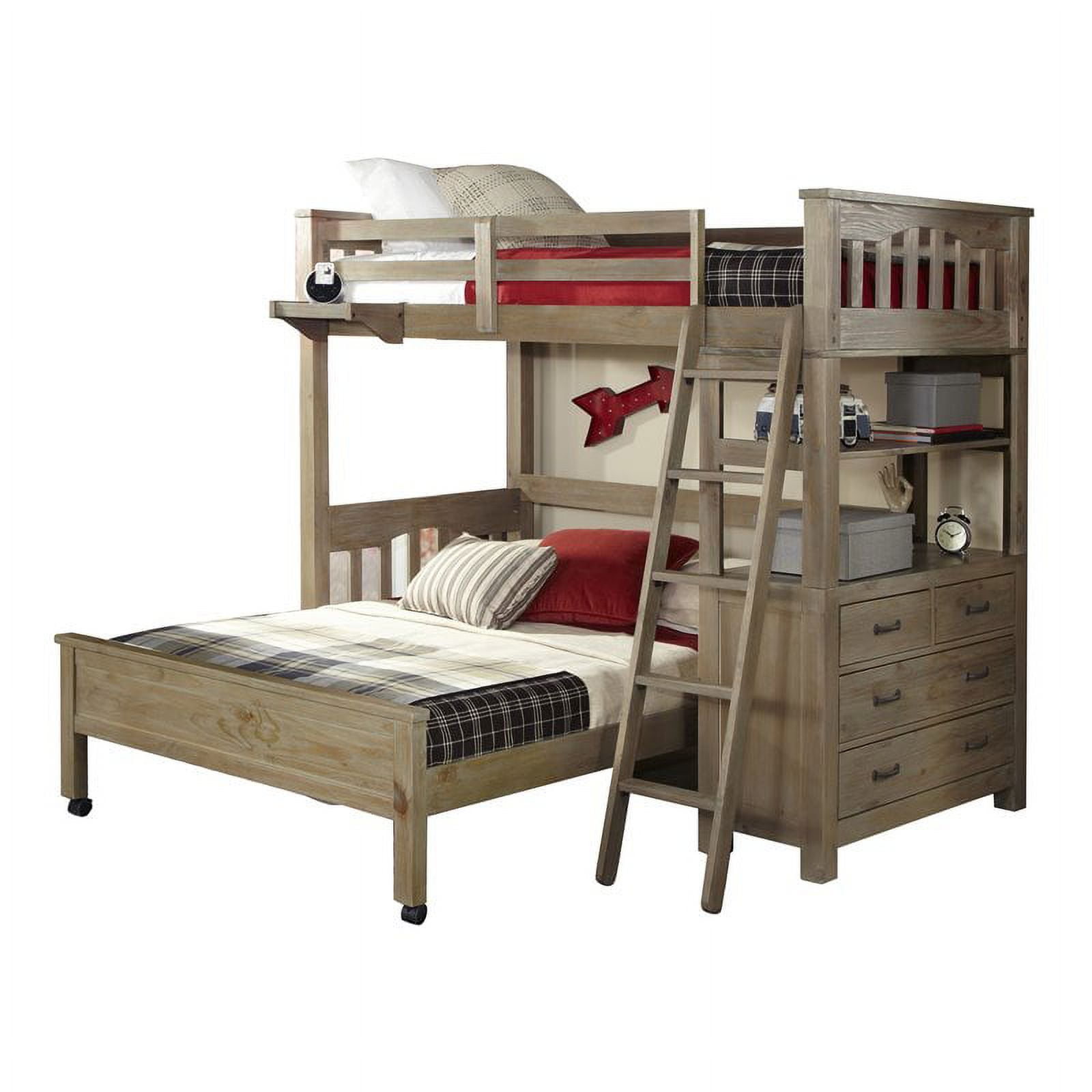 Hillsdale Highlands Twin Loft Bed w/Nightstand & Full Lower Bed in ...