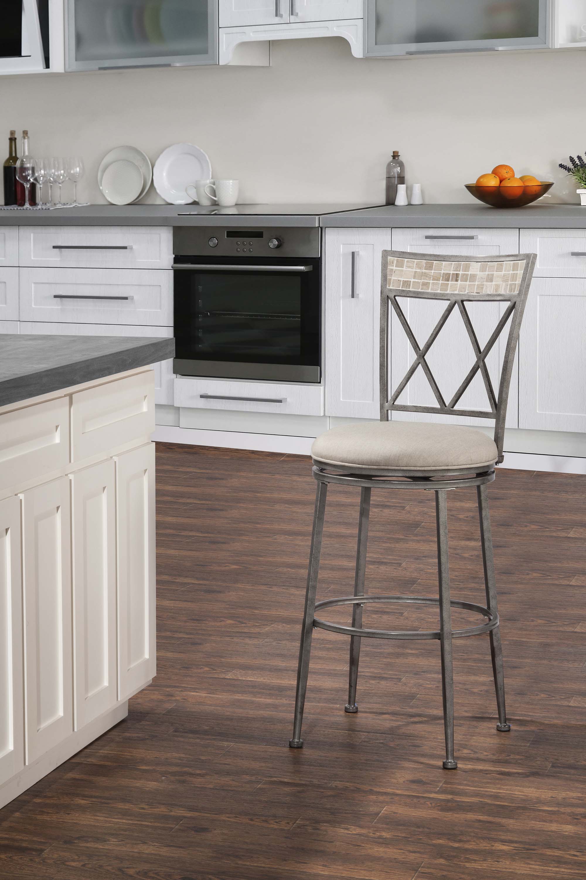 Hillsdale Milestone 41.25" Metal Traditional Counter Stool in Silver ...
