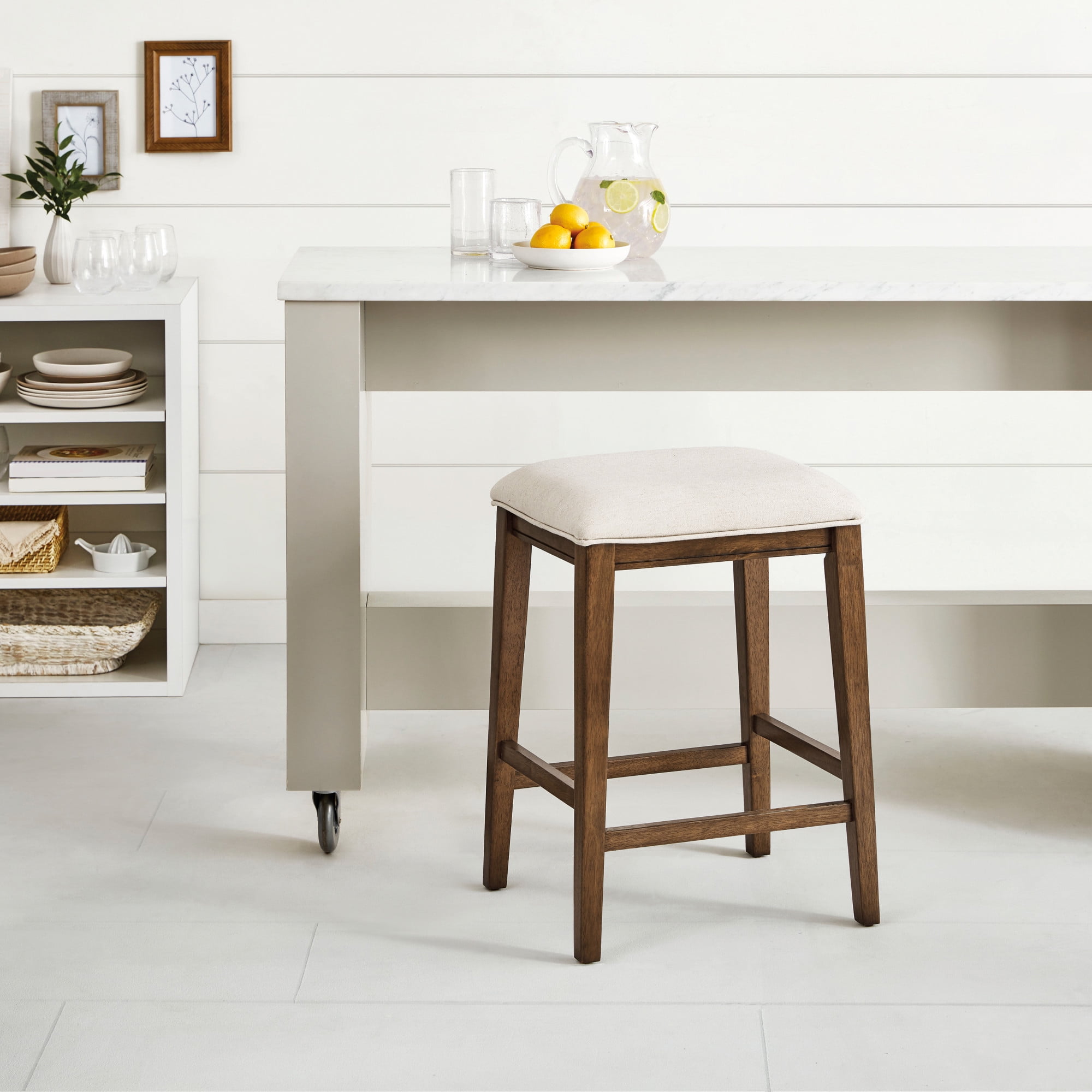 Hillsdale Shannon Wood Backless Counter Height Stool Walnut with fabric ...