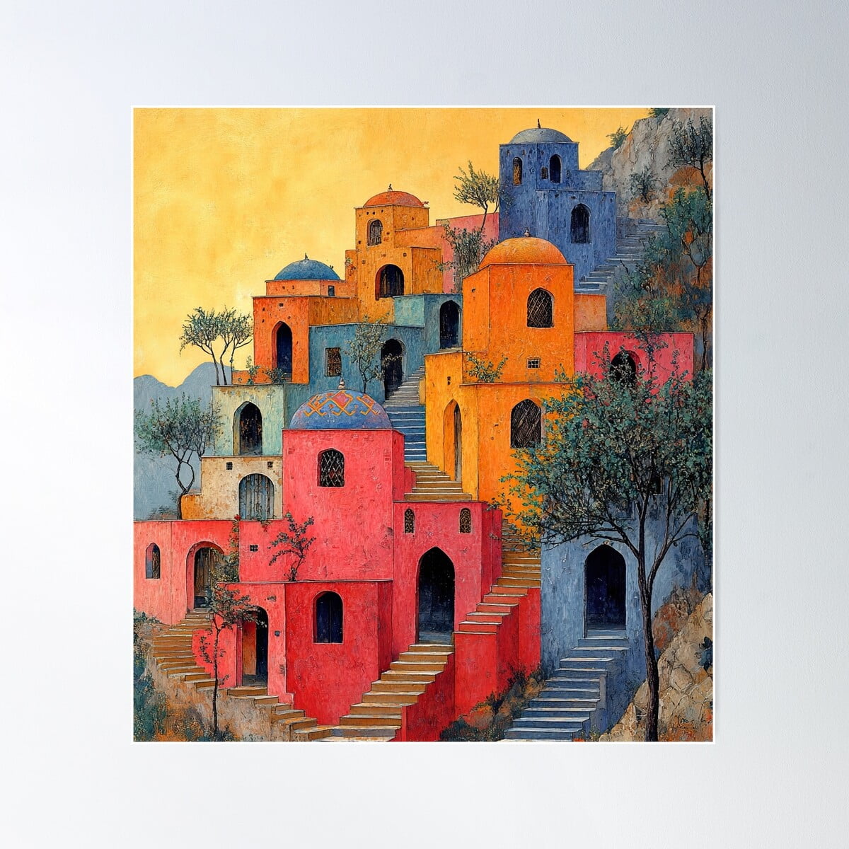 Hillside Oasis Poster Wall Art, Modern Wall Decor For Living Room ...