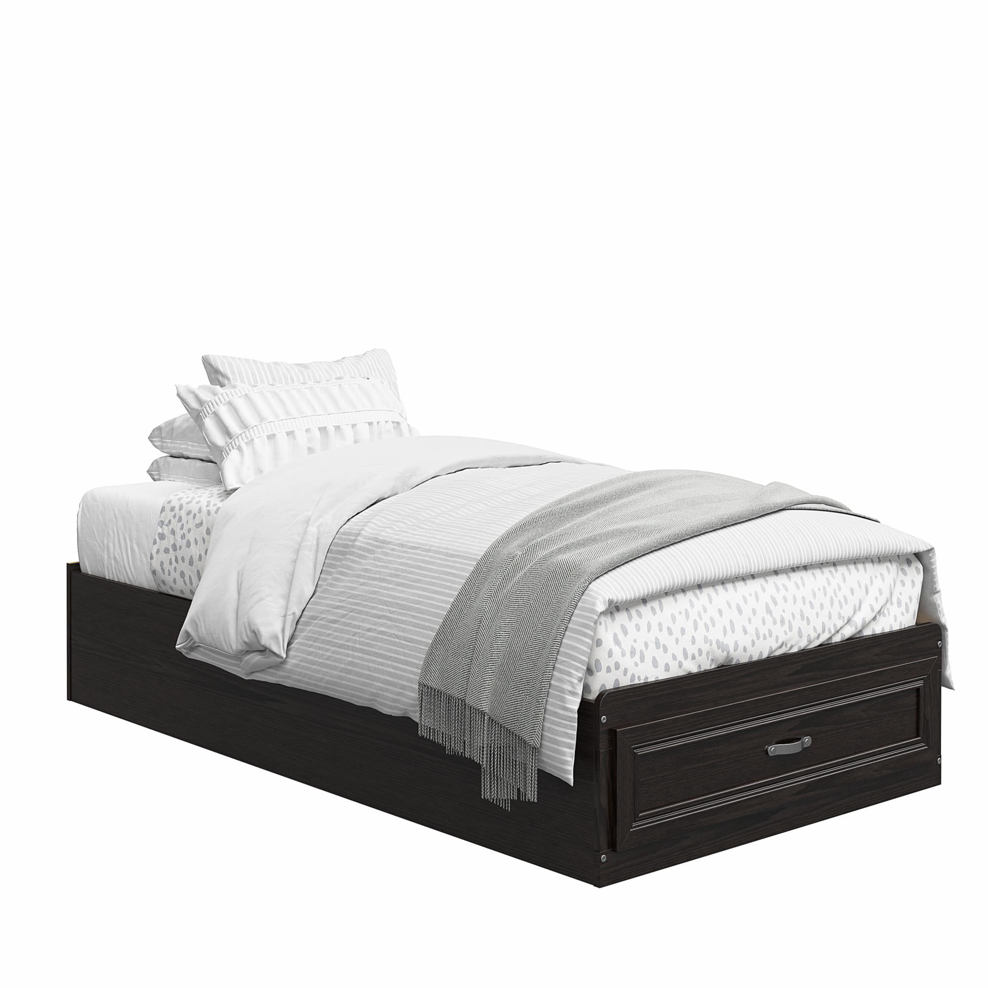 Hillview Twin Platform Bed with Storage Drawer, Espresso - Walmart.com