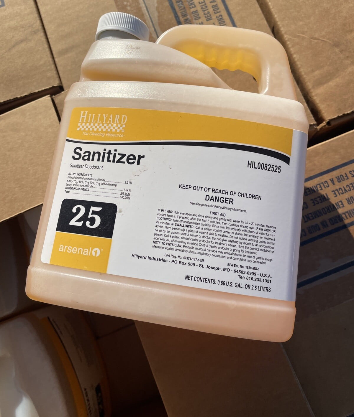 Hillyard 4 PK .66 Gallon/Case Sanitizer Deodorizer Disinfectant ...