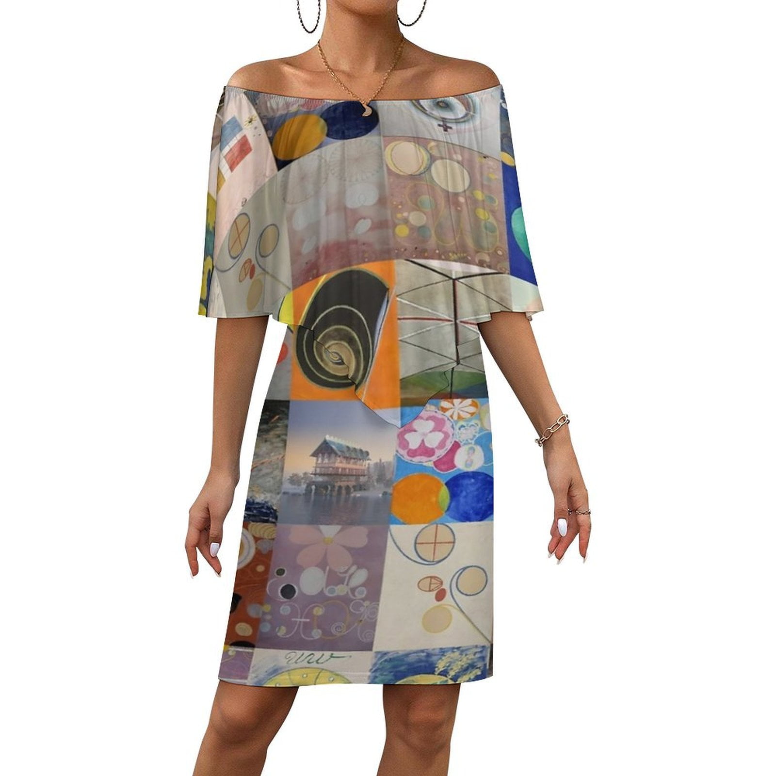 Hilma Af Klint Montage Women's Off The Shoulder Ruffles Summer Wedding ...