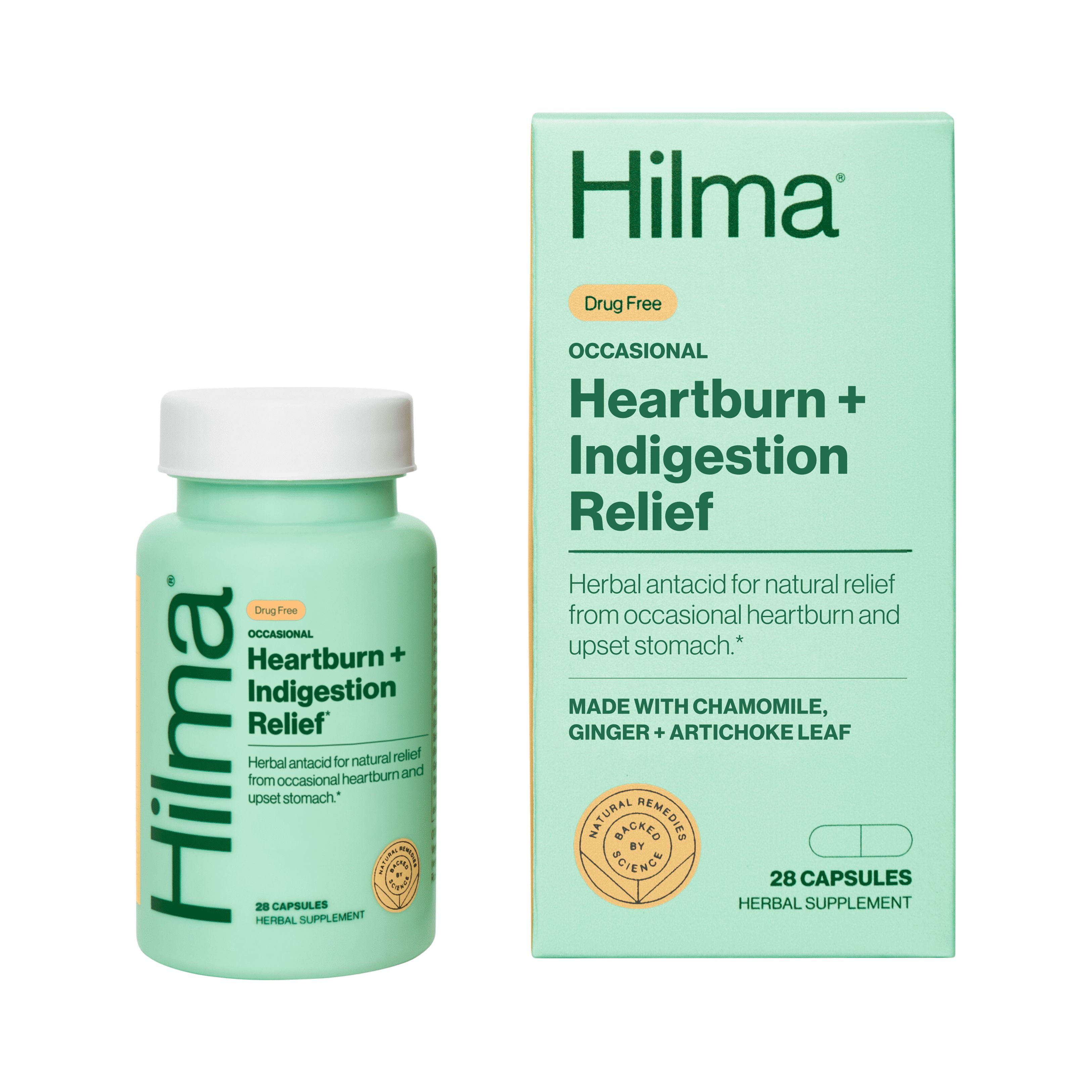 Hilma Occasional Heartburn + Indigestion Relief Herbal Supplement Vegan ...