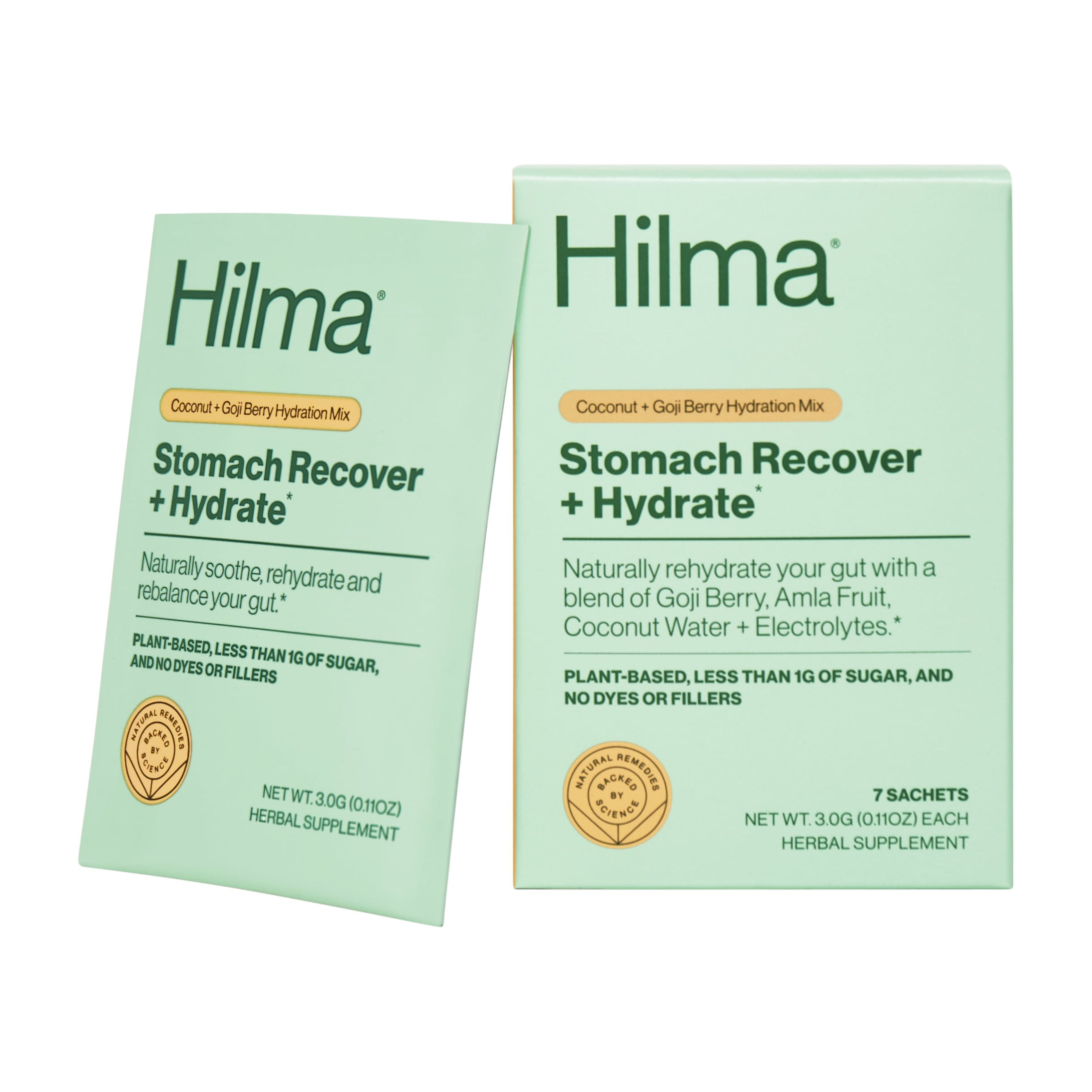Hilma Stomach Recover and Hydrate Herbal Supplement Vegan Sachets ...