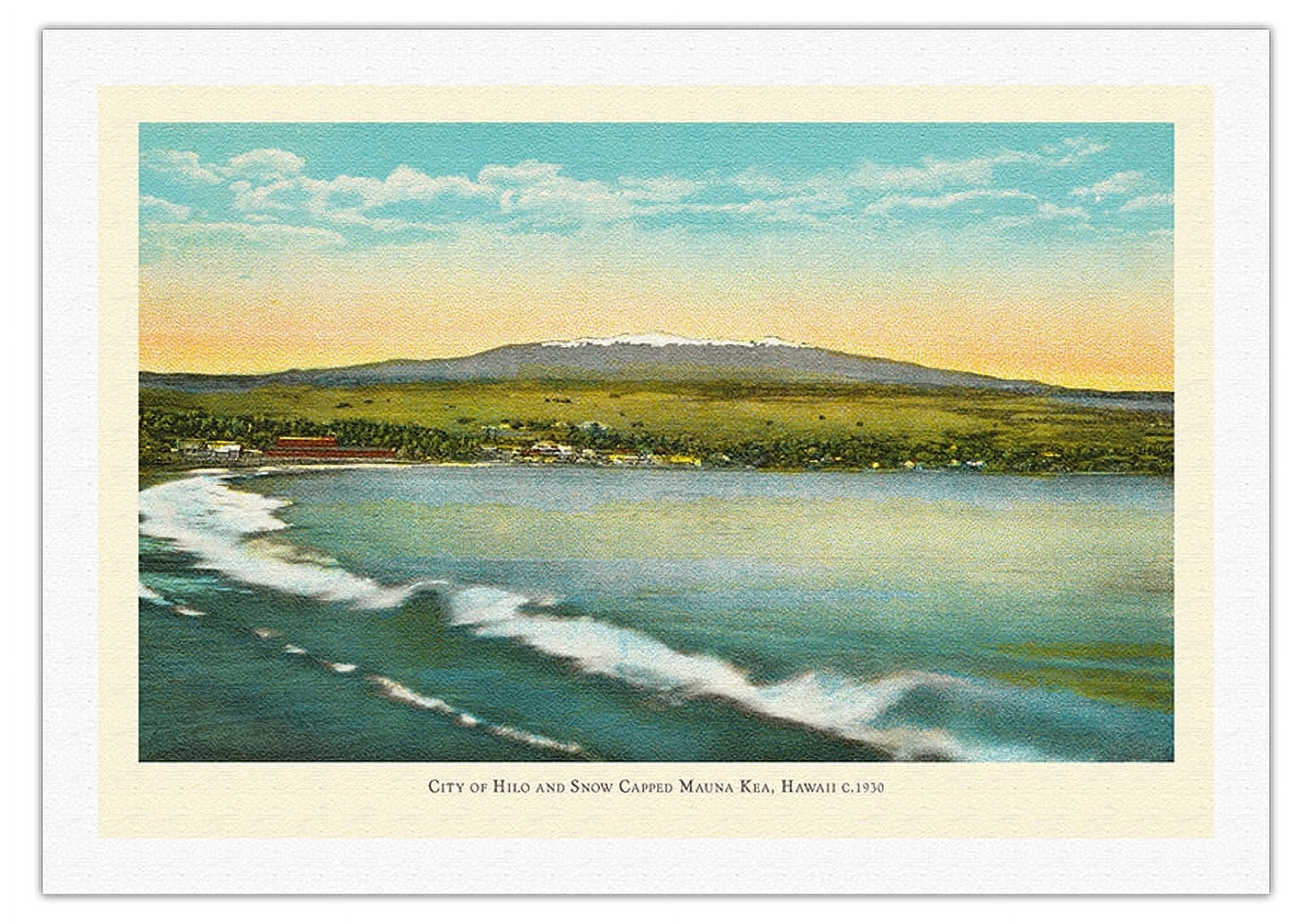 Hilo Hawaii - Snow Capped Mauna Kea - Big Island - Vintage Hawaiian ...