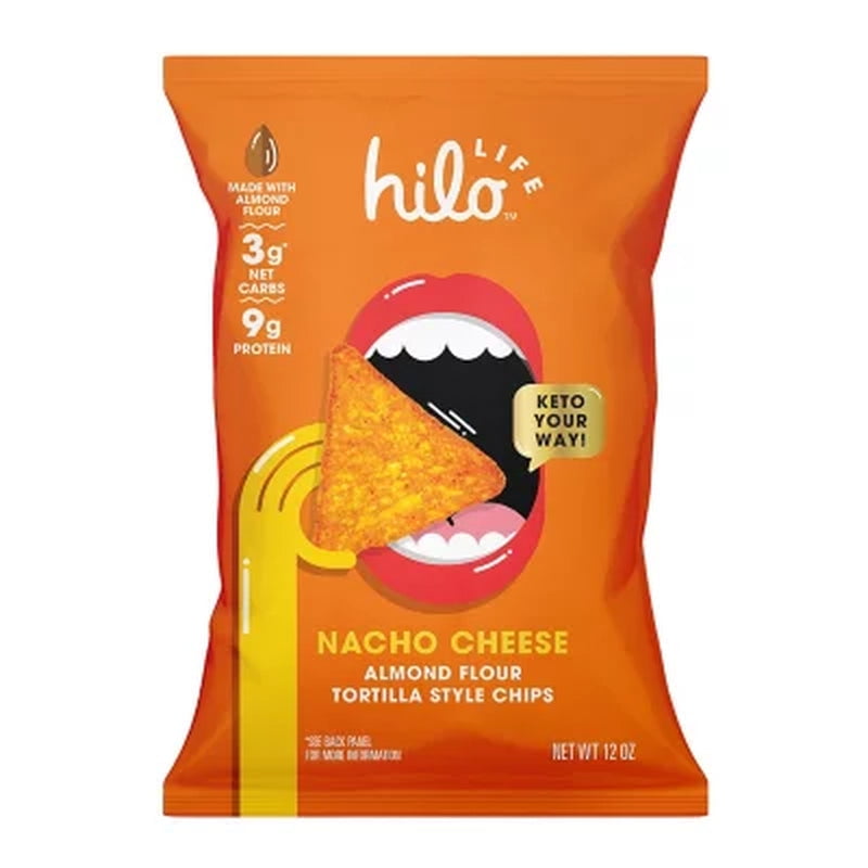 Hilo Life Almond Flour Nacho Cheese Tortilla Style Chips, 12 Oz ...