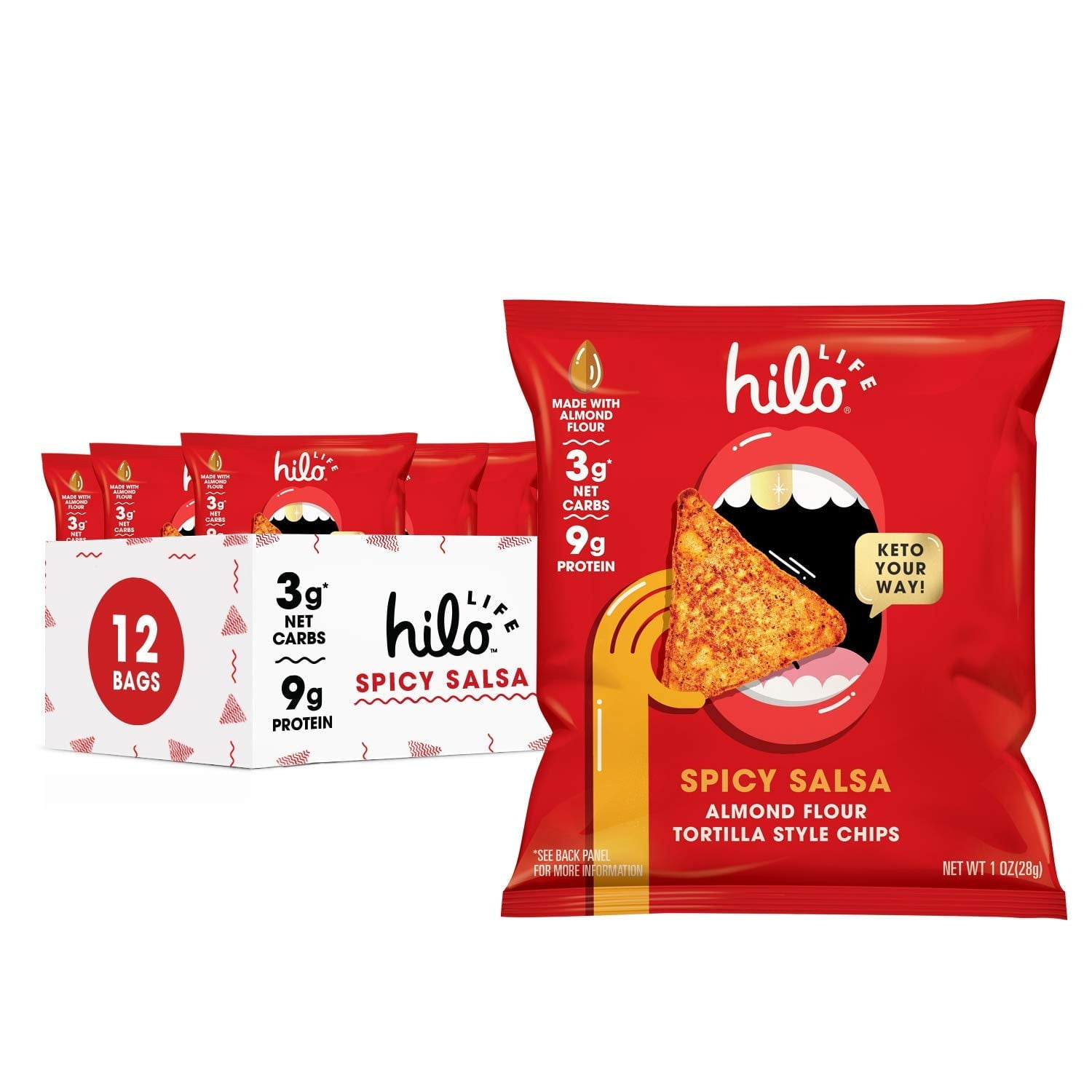 Hilo Life Snacks Almond Flour Tortilla Style Chips 1oz (12-Pack) Flavor ...