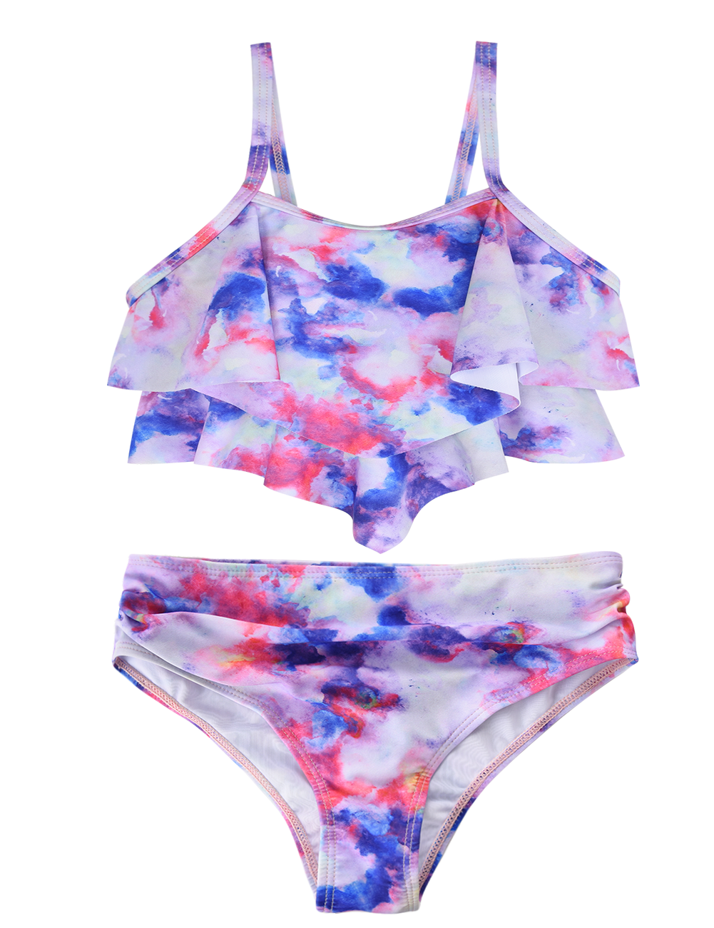 Hilor Girls Swimsuit Flounce Two Piece Bathing Suits Kids Ruffled ...