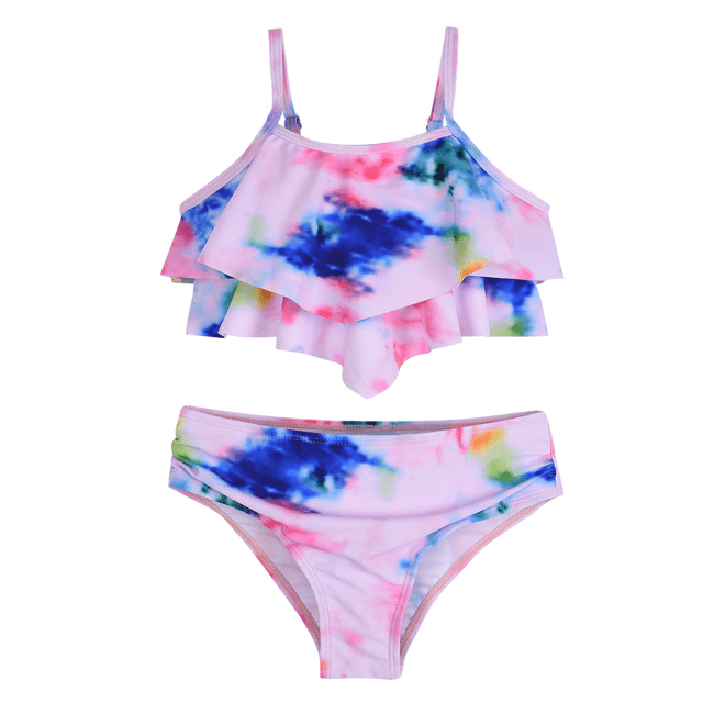 Hilor Girls Swimsuit Flounce Two Piece Bathing Suits Kids Ruffled ...