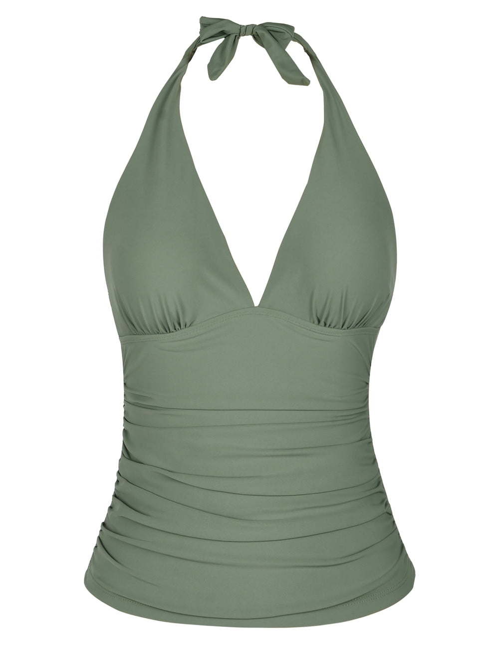 Hilor Halter Top Swimsuits for Women V Neck Bathing Suit Tops Shirred ...