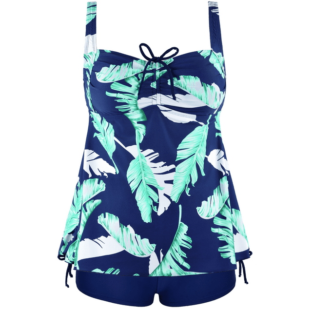 Hilor Tankini Bathing Suits for Women Plus Size Swimsuit Retro Paisley ...