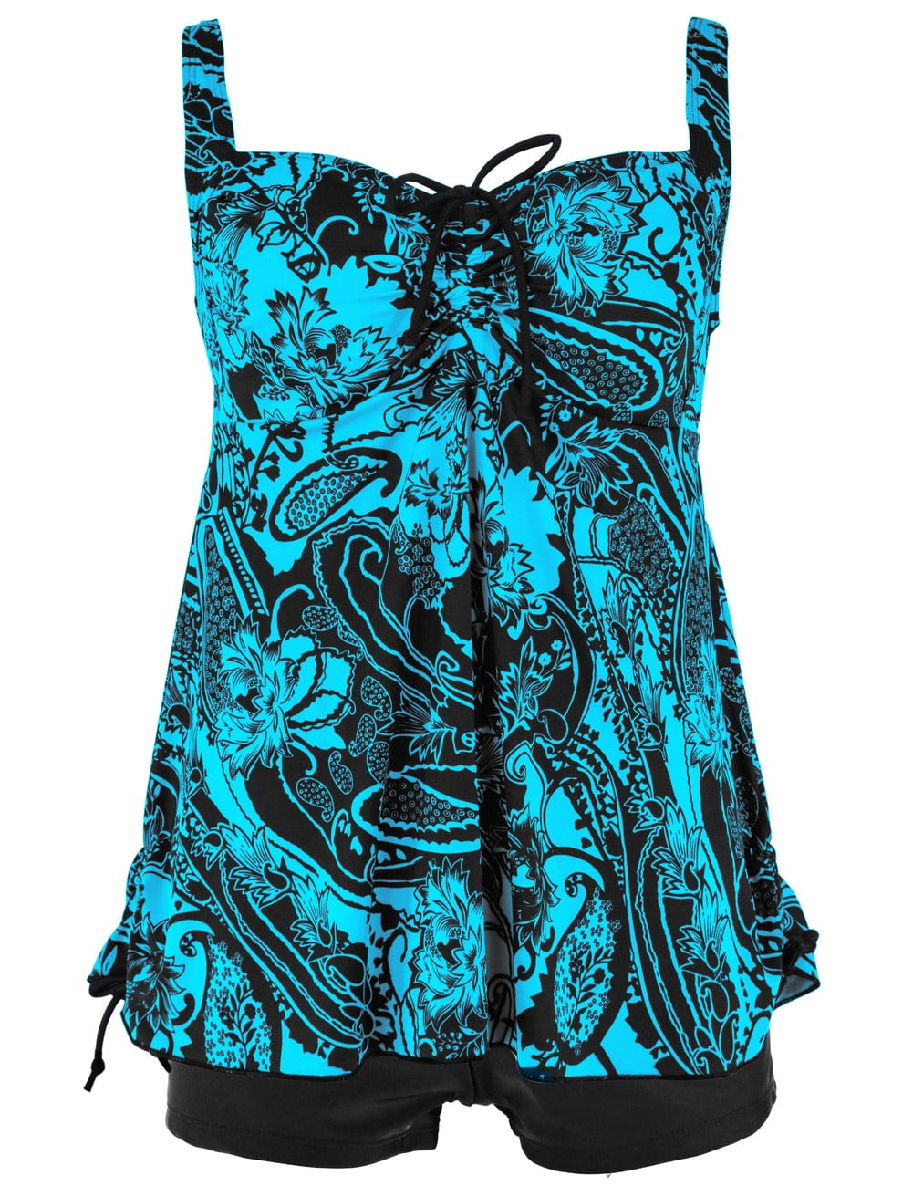 Hilor Women Plus Size Tankini Bathing Suits Retro Paisley Swimsuit 2 ...