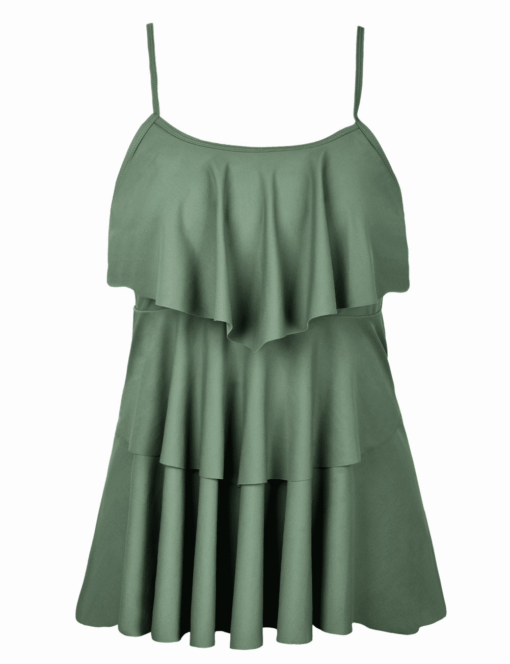 Hilor Women Tankini Tops Ruffled Flounce Tiered Bathing Suits Top ...