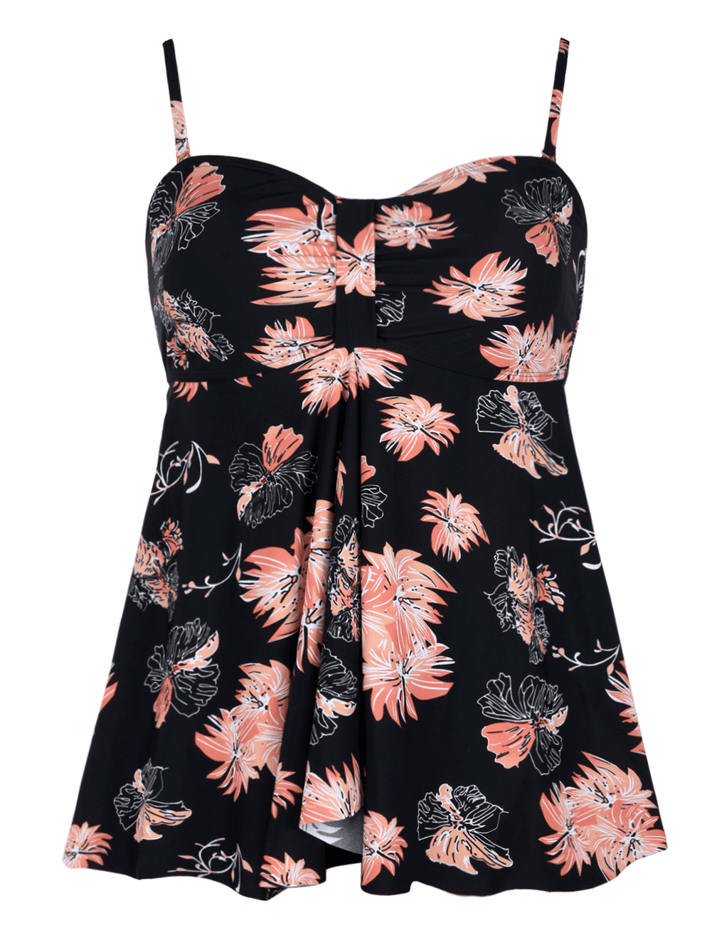 Hilor Women's Flyaway Tankini Top Bandeau Swimsuit Flowy Bathing Suit ...