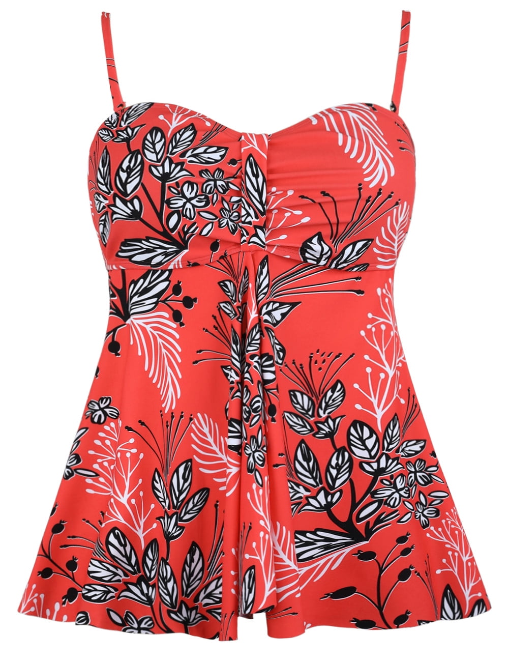 Hilor Women's Flyaway Tankini Top Bandeau Swimsuit Flowy Bathing Suit ...