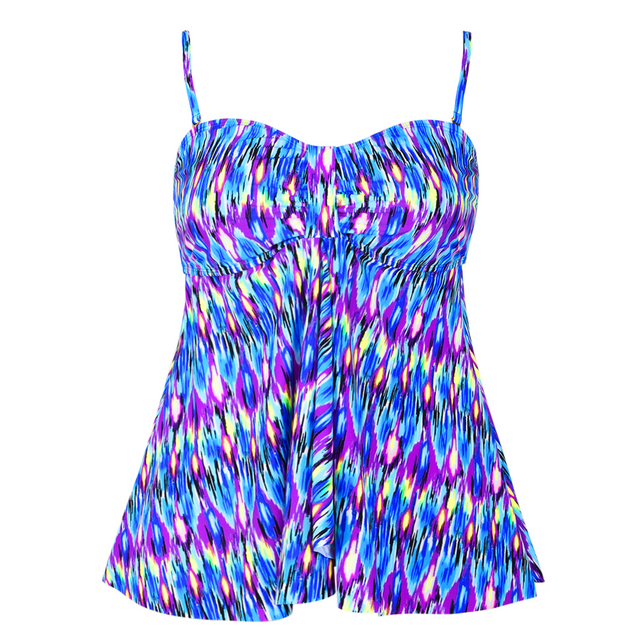 Hilor Women's Flyaway Tankini Top Bandeau Swimsuit Flowy Bathing Suit ...